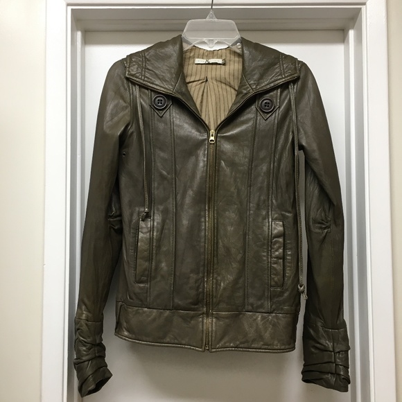 Mike & Chris | Jackets & Coats | Mike Chris Olive Green Hooded Leather ...